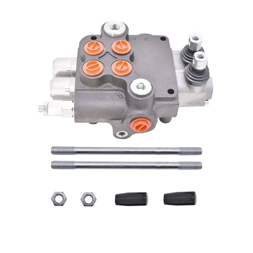 2 Spool Hydraulic Control Valve Double Acting 21 GPM 3600 PSI SAE Port ...