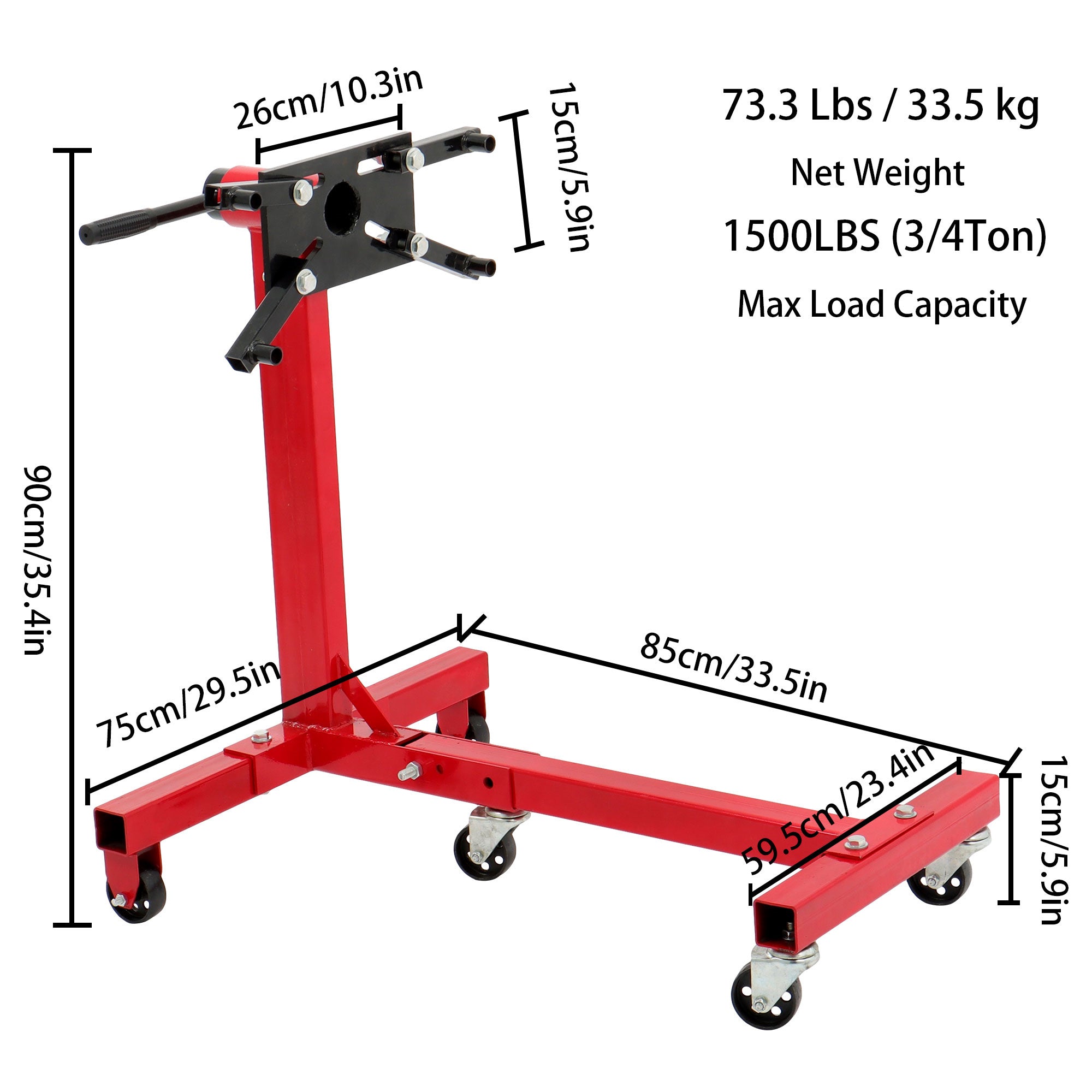 Labwork 1500Lbs Engine Stand Folding Motor Hoist Dolly Mover Auto Repa ...