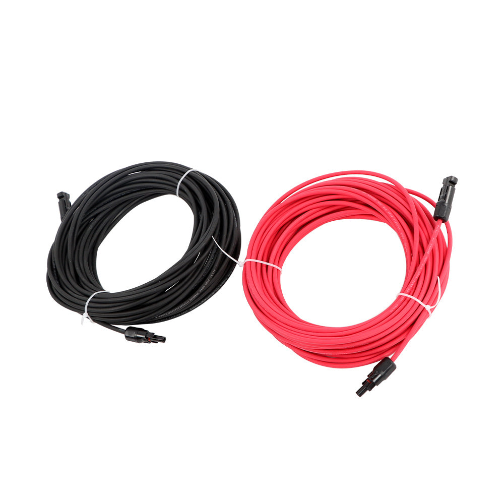 20M 4mm2 Solar Cable Black+Red Waterproof Wire w/M4 Connector for Sola ...