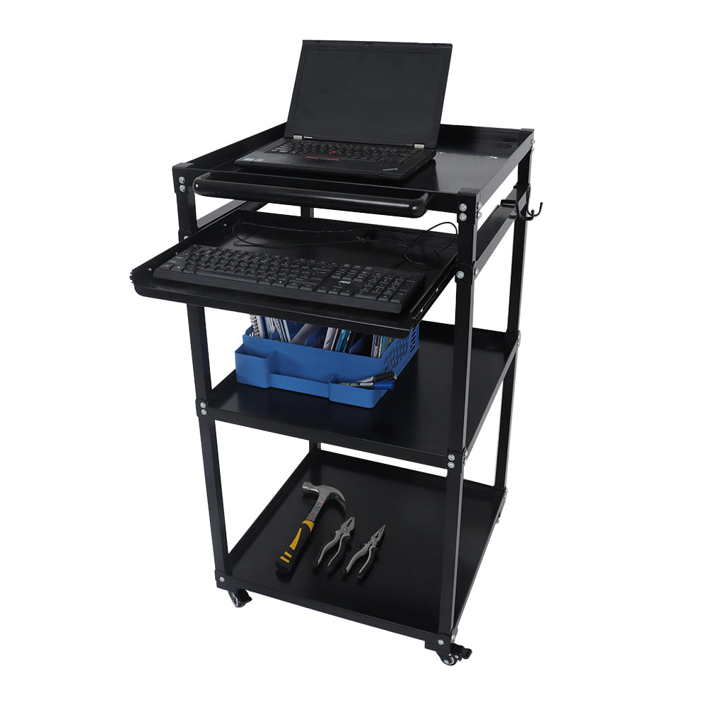 Aluminum Mobile Working Platform Adjustable AV Media Cart With Keyboar ...