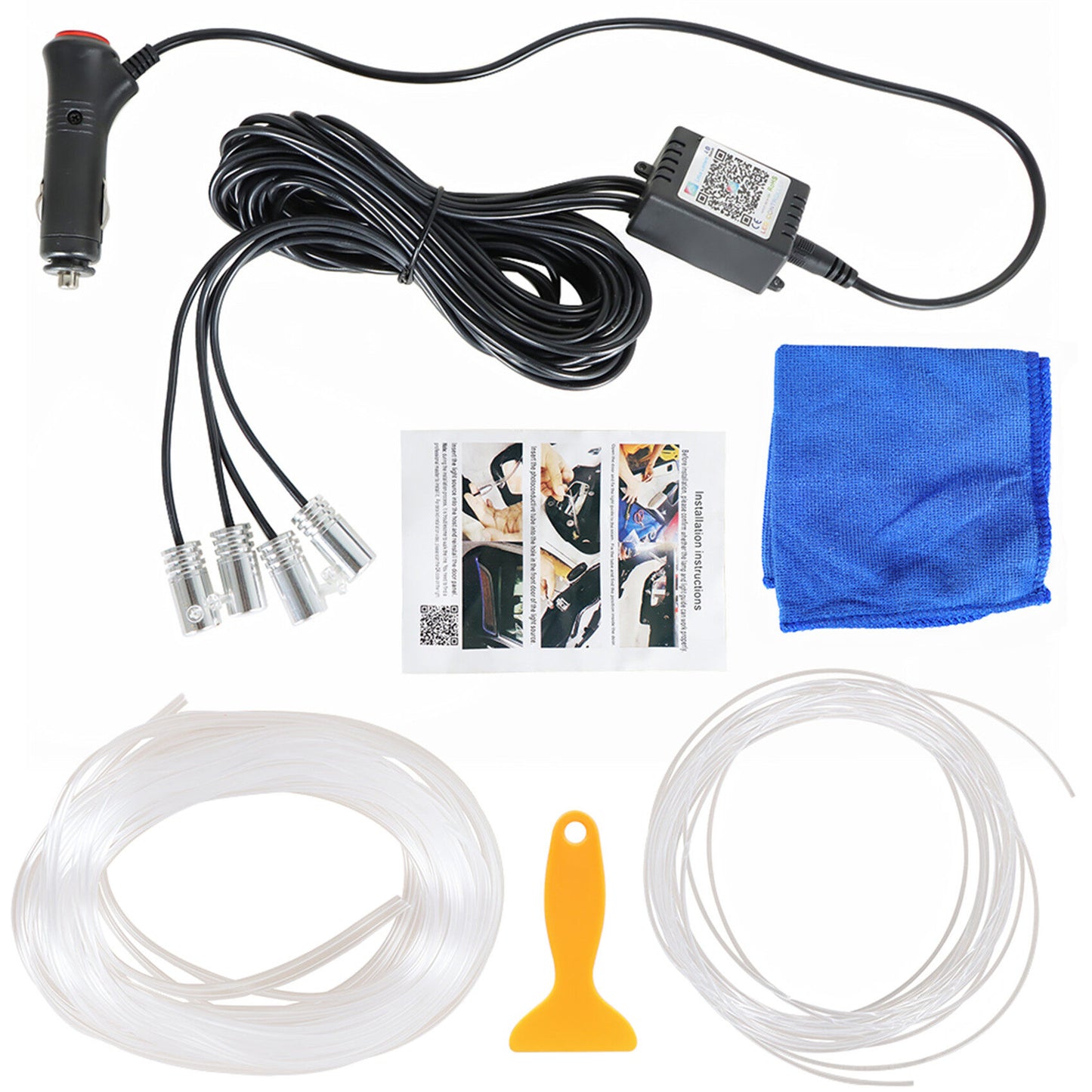 6M RGB LED Car Interior Fiber Optic Neon EL Wire Strip Atmosphere Light ...