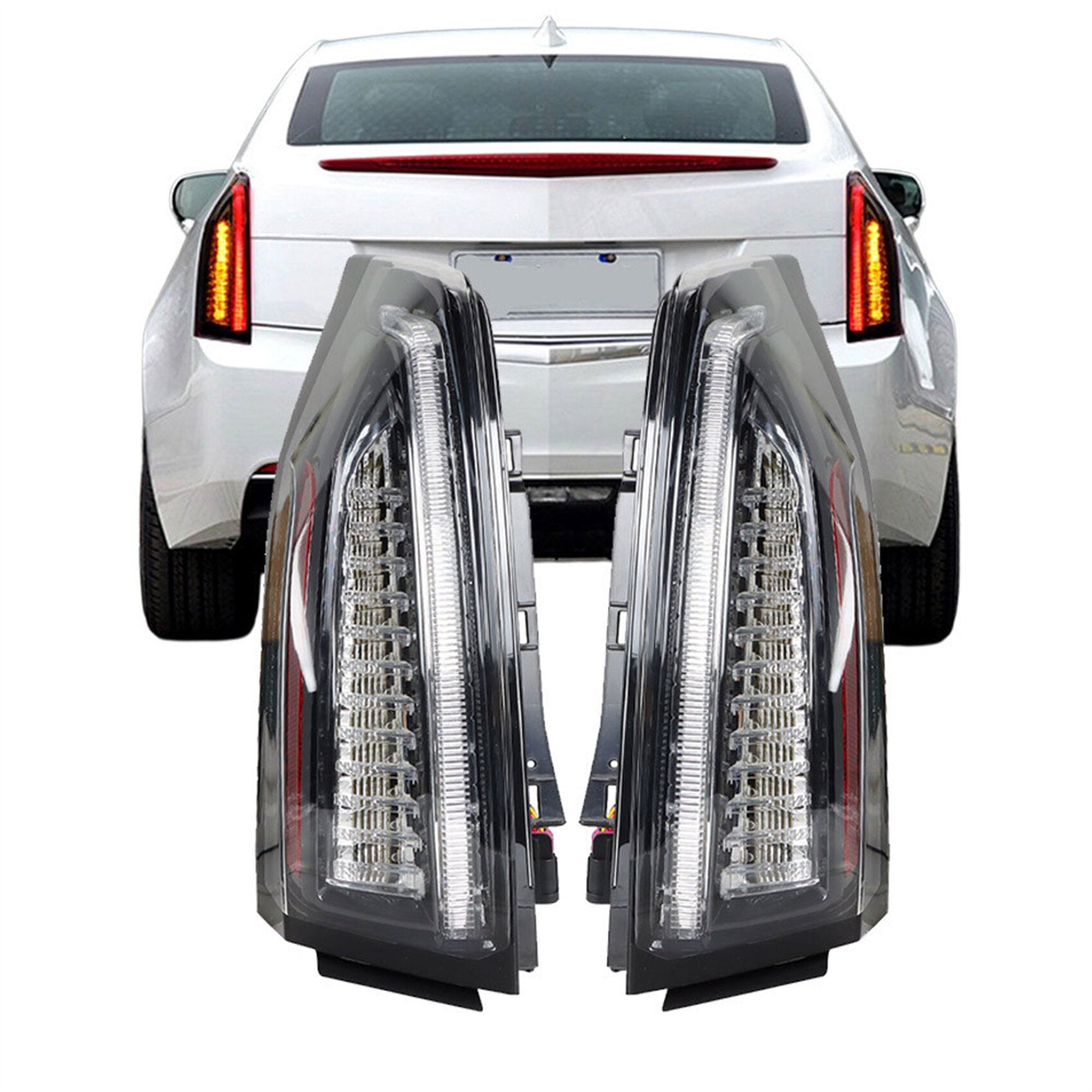 Tail Lights Assembly For 13-18 Cadillac ATS LED Black Left+Right Side ...