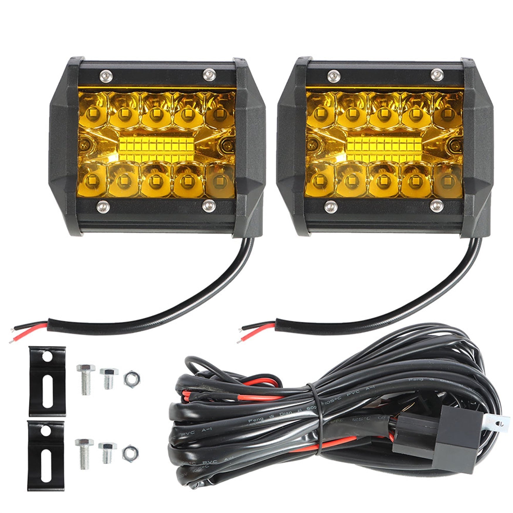 2x4in 3000K Cube LED Work yellow Fog Lights Truck Off-Road Lighting ...