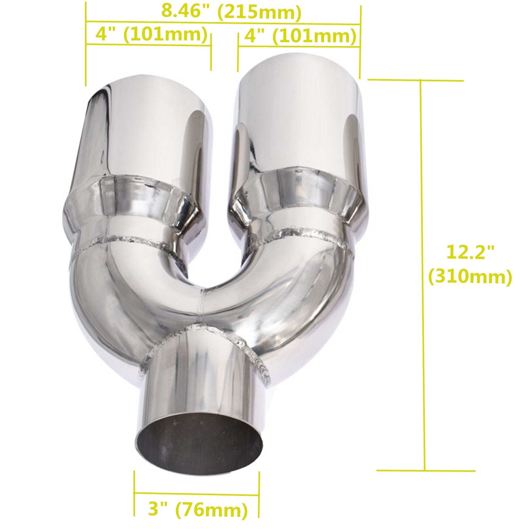 Straight Cut Staggered Quad 4"Out 3" In Exhaust Tips Dual Wall Stainl ...