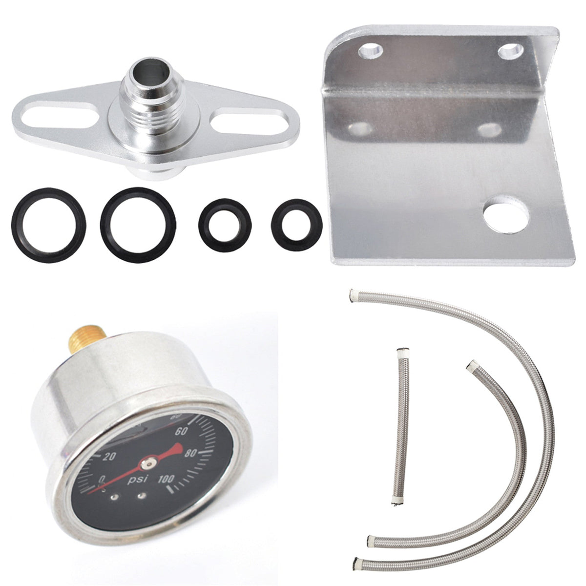 labwork Universal Adjustable Fuel Pressure Regulator Kit with 0-100 P ...
